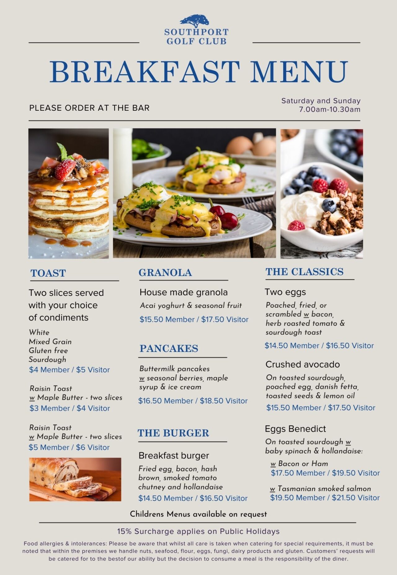 Breakfast Menu | Southport Golf Club